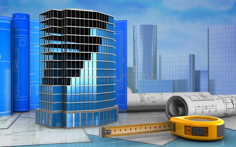 3d with drawing roll stock illustration. Illustration of drawings ...