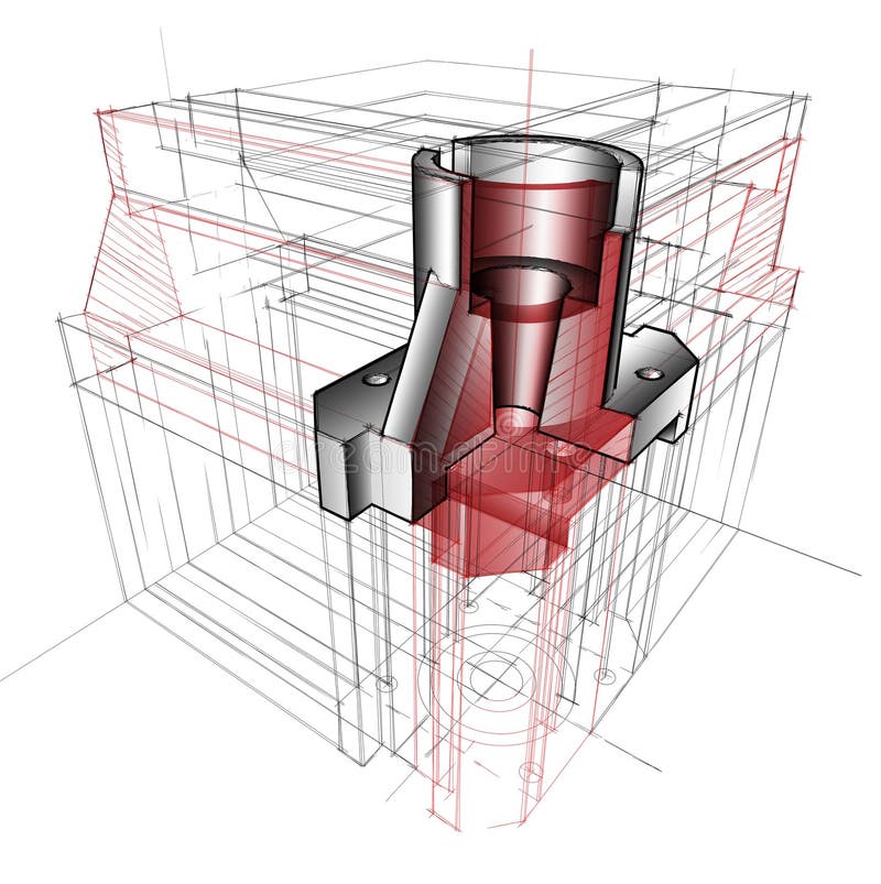 3D Driwing of Metallic Part Visual Aids Stock Photo - Image of geometry ...