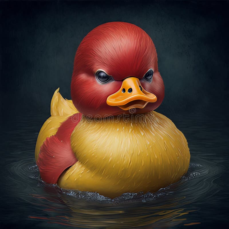 3d Duck with a Red Head Swims in the Water. AI Stock Illustration ...