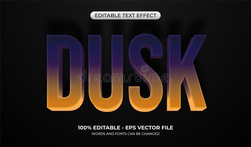 3D Dusk Text Effect. Editable Dual-tone Gradient Graphic Styles Stock ...