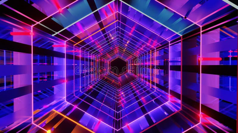 3d Dynamic Abstract Loop of Colorful Neon Futuristic Infinity Tunnel in ...