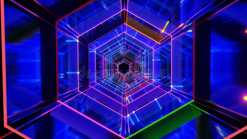 3d Dynamic Abstract Loop of Colorful Neon Futuristic Infinity Tunnel in ...