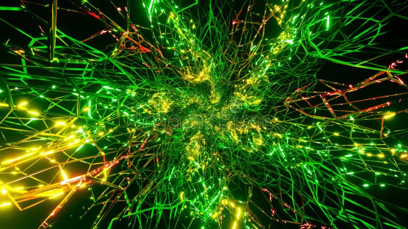 3d Dynamic Animation of Neon Green, Yellow and Red Electric Texture on ...