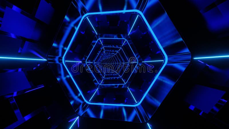 3d Dynamic Loop of Infinity Blue, Pink Futuristic Hexagonal Tunnel ...