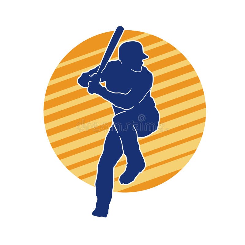 Silhouette of a Male Baseball Batter Player in Action Pose. Stock ...