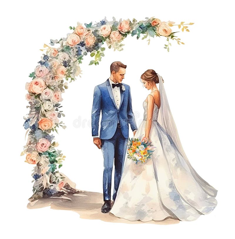 Bride Groom Watercolor Stock Illustrations – 2,270 Bride Groom ...