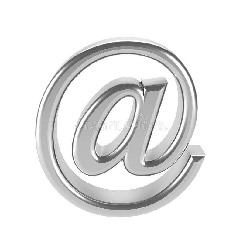 3d E-mail Symbol Silver - Email Address Icon Web Button - at Sign Gray ...