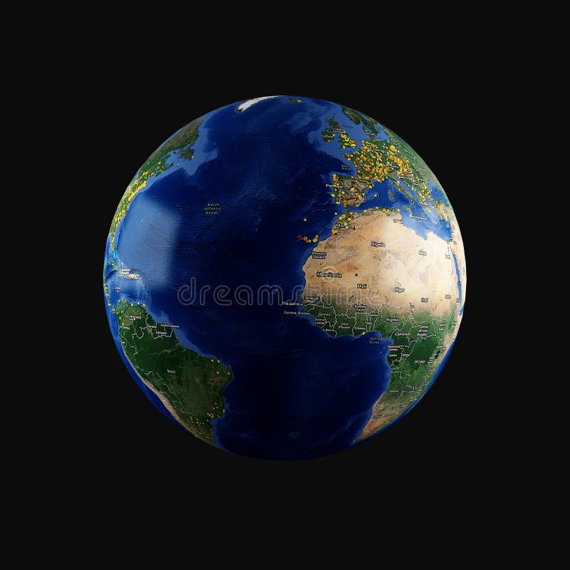 3D earth (Atlantic ocean) stock illustration. Illustration of painting ...