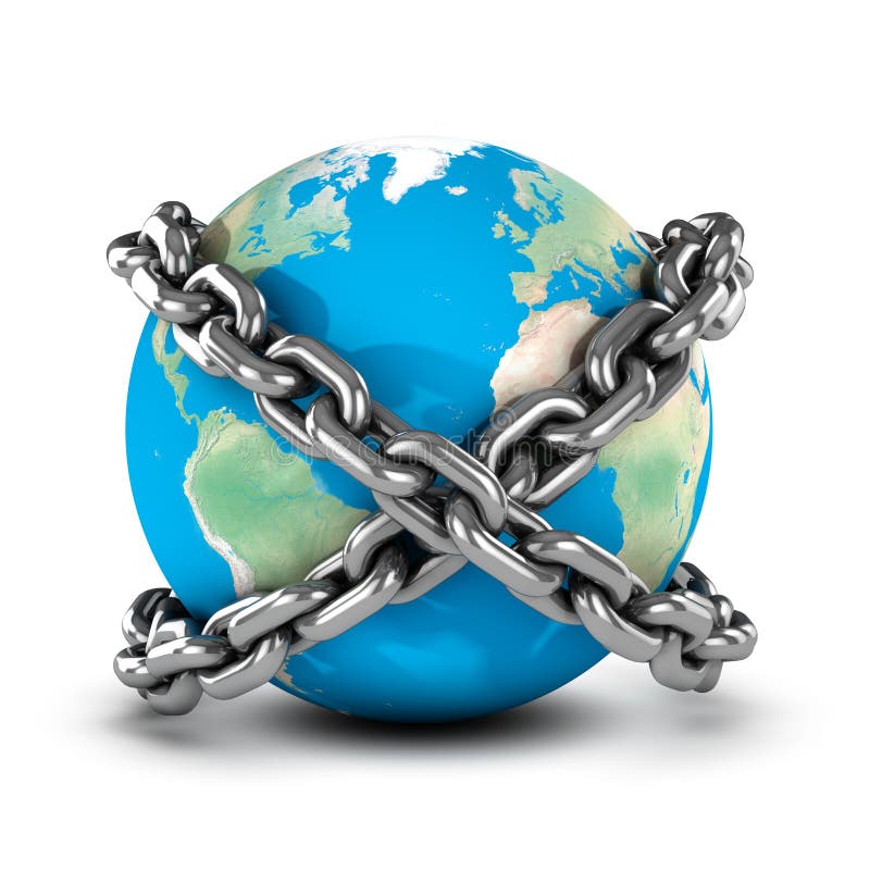 3d Earth Bound By Chains Stock Illustration - Image: 40897856