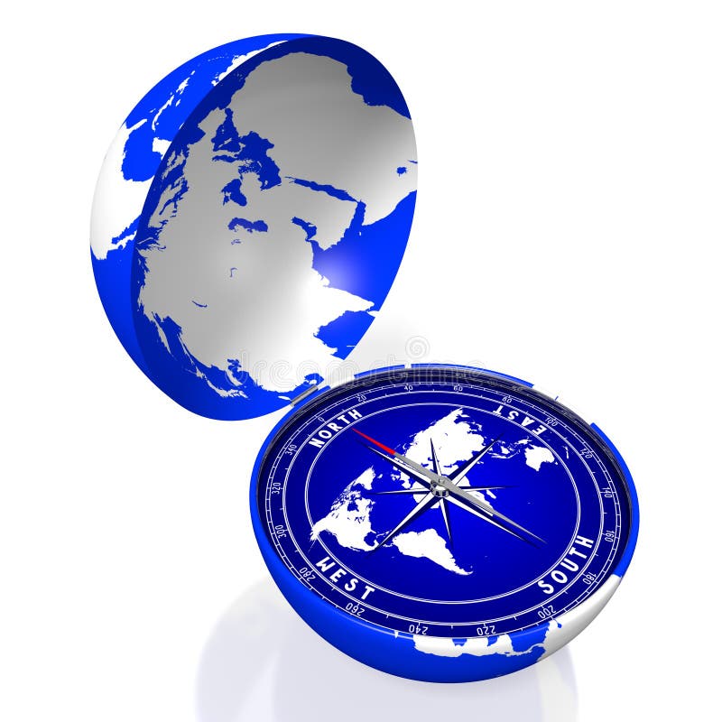 3D Earth, compass concept stock illustration. Illustration of globe ...