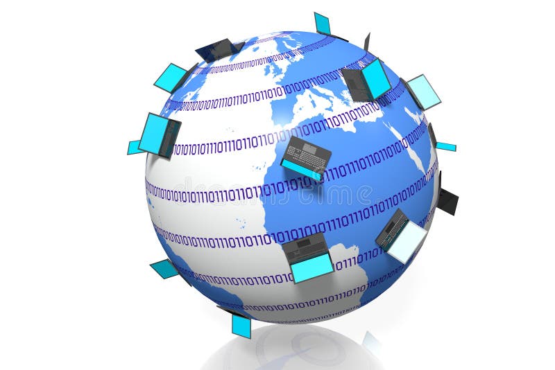Earth with computers stock illustration. Illustration of white - 12894976