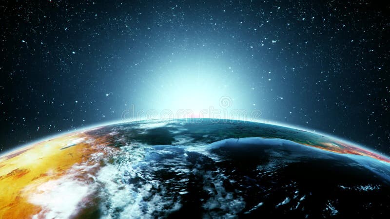 3D Earth in DayLight Close Up with Rising Sun Intro Logo Background ...