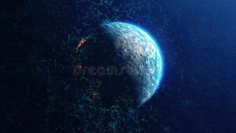 3d Earth Digital Connected Network Concept Loop Animation Background ...