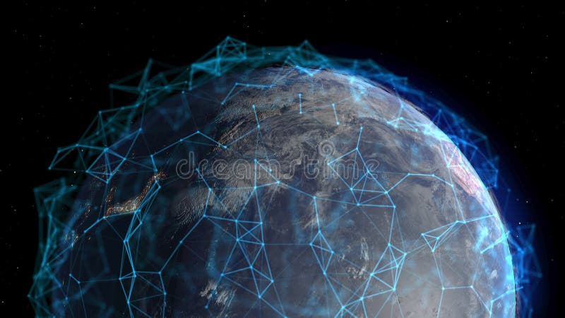 Digitalization and Global Technology Concept. 3d Earth Icon Animation ...