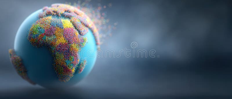 3d Earth Globe with Detailed Global Coverage Stock Illustration ...