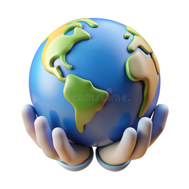 3D Earth Globe with Hands Icon for Environmental Protection Stock Image ...