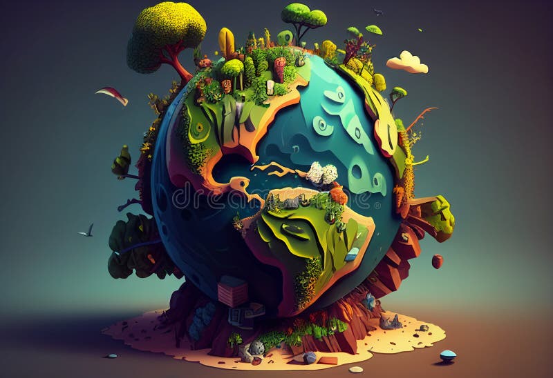 2d Earth Layer and Nature Illustration. AI Generative Stock ...