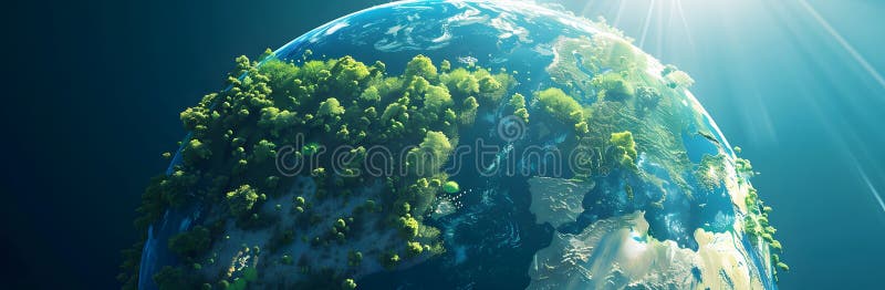 3D Earth with Lush Greenery and Spotlight Stock Illustration ...