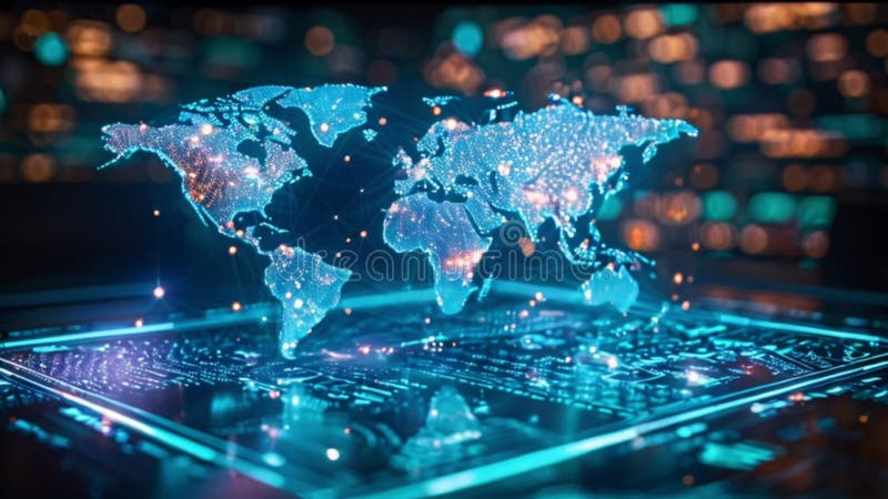 3D Earth Map Digital Hologram Display Stock Video - Video of ...
