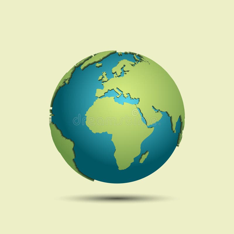 World Map with Shadow. Vector Illustration Stock Vector - Illustration ...