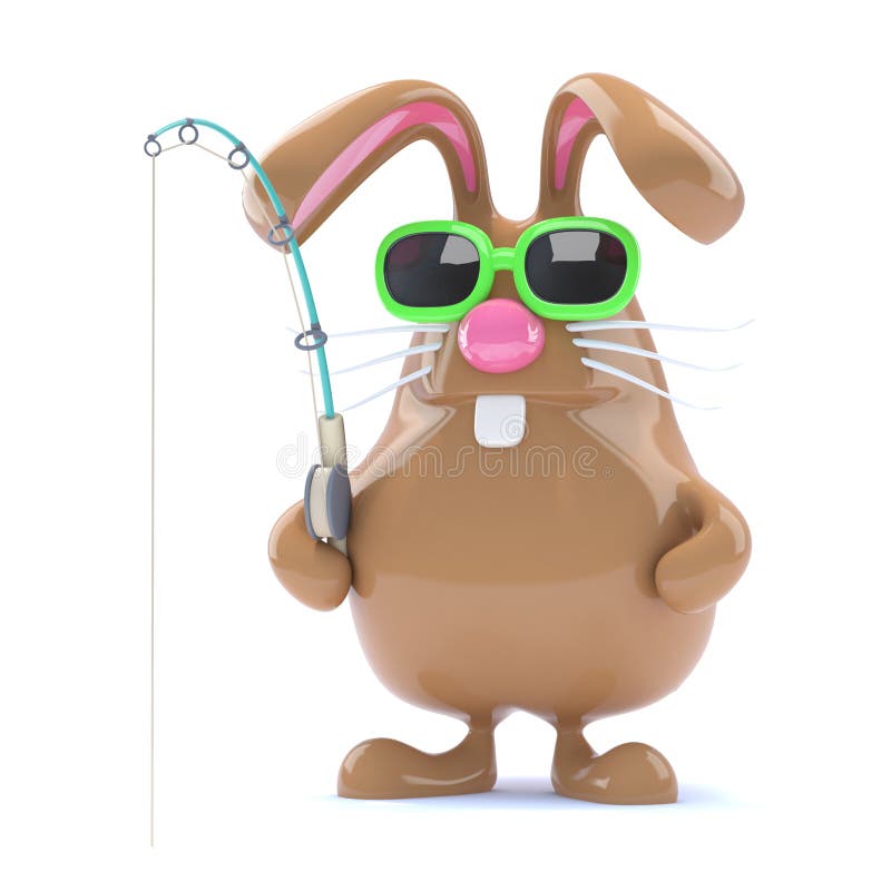 3d Easter bunny fisherman stock illustration. Illustration of rabbit ...