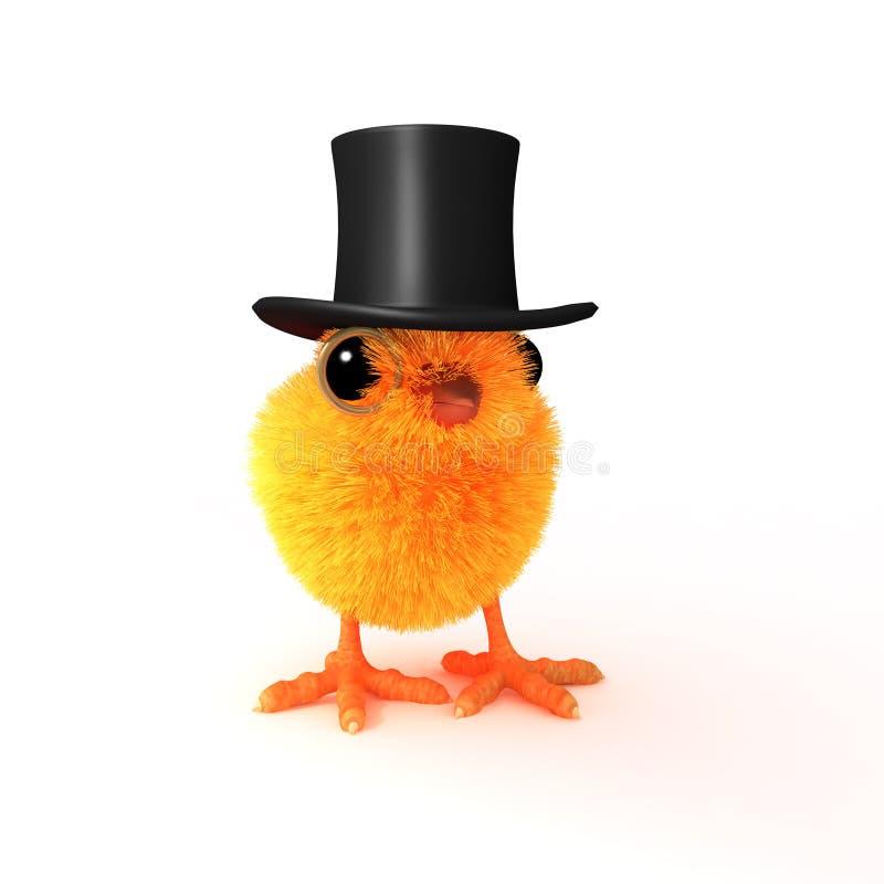 3d Easter chick in top hat stock illustration. Illustration of yellow ...