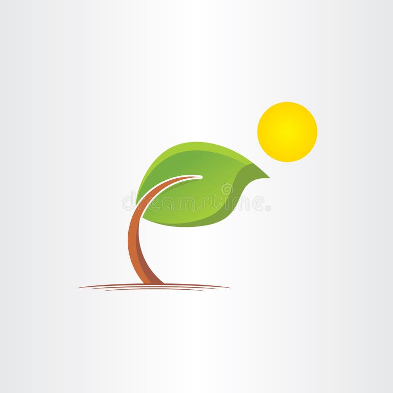 3d Eco Bended Tree and Sun Icon Stock Vector - Illustration of bending ...