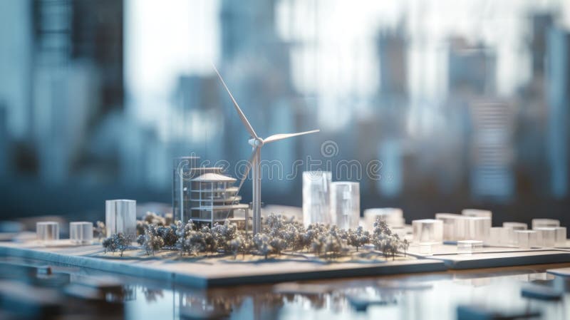 3d Eco Energy Energy Concept Windmill, Model Stand on the Table in ...