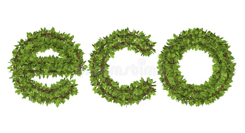 3D Eco Text on White Background. Stock Illustration - Illustration of ...