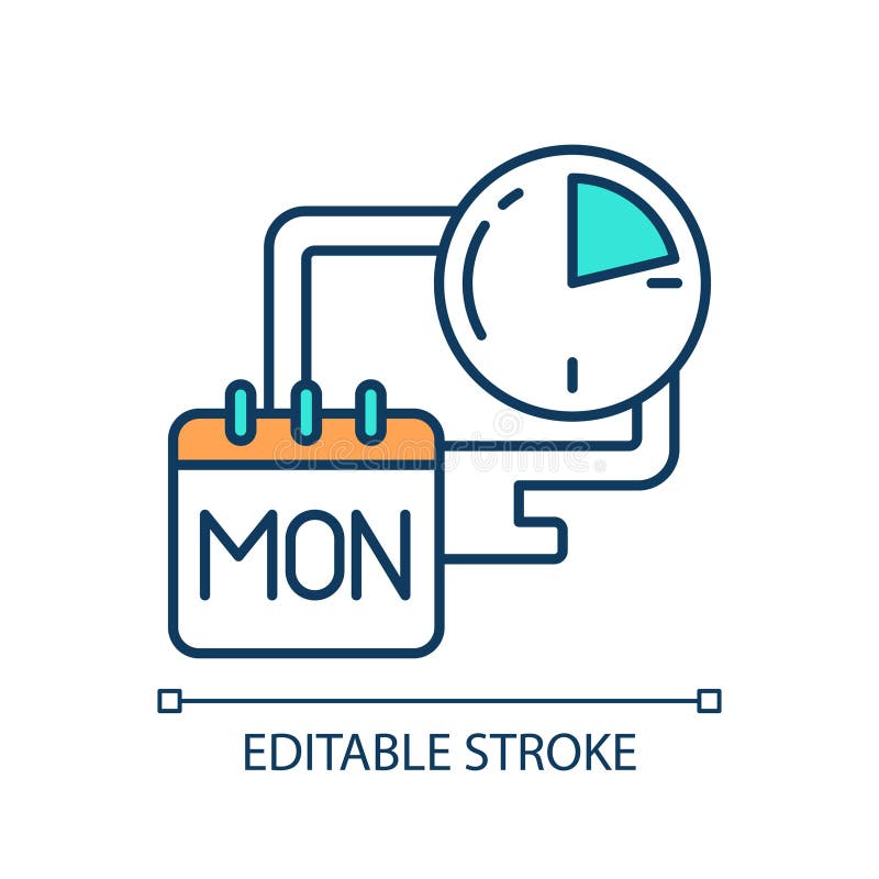 2D Editable Simple Thin Line Bare Minimum Monday Icon Stock Vector ...