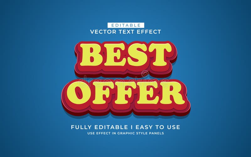 3d Editable Best Offer Text Effect Style Template Stock Vector ...