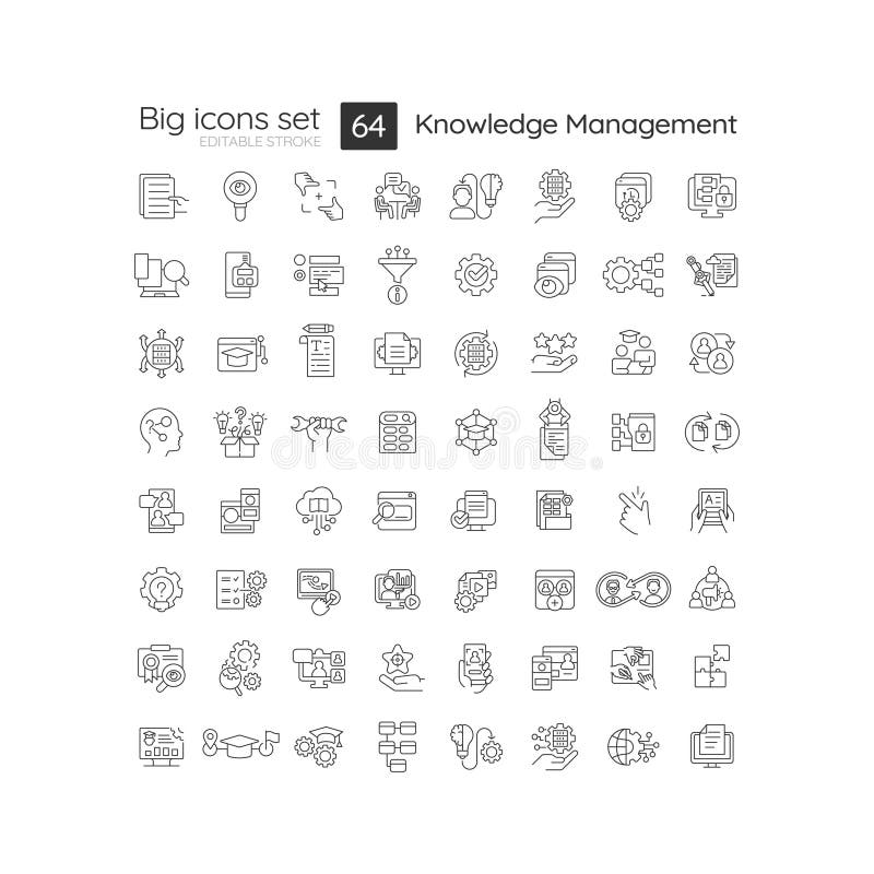 Black Big Line Icon Set for Knowledge Management Stock Vector ...