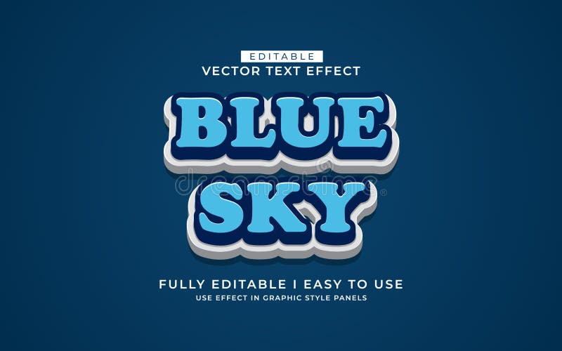 3d Editable Blue Sky Text Effect Style Template Stock Vector ...