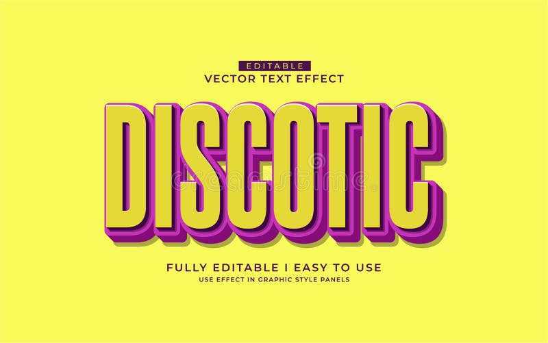 3d Editable Discotic Text Effect Style Template Stock Vector ...
