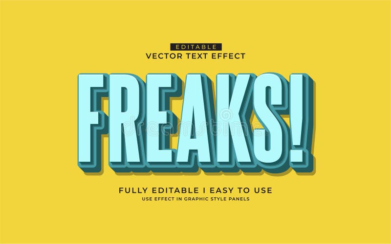 3d Editable Freaks Text Effect Style Template Stock Vector ...