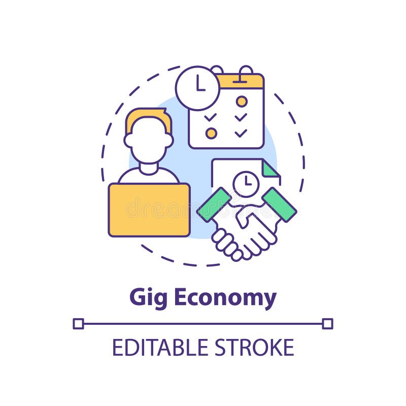 Thin Line Simple Colorful Gig Economy Icon Concept Stock Vector ...