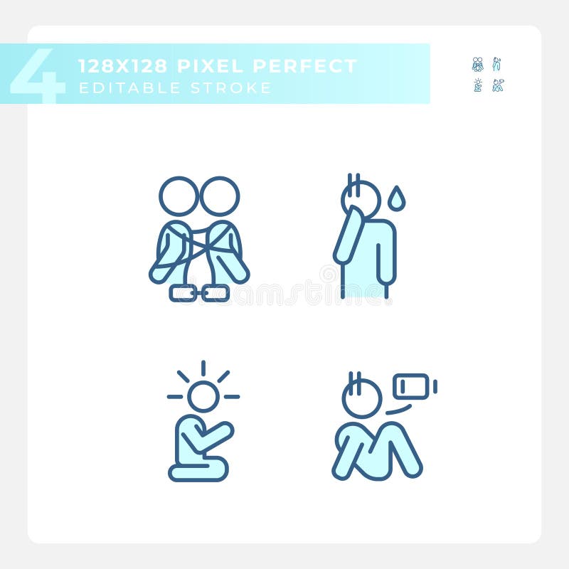 2D Editable Pixel Perfect Blue Psychology Icons Stock Vector ...