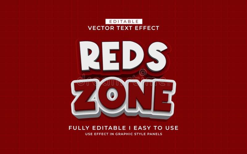 3d Editable Red Zone Text Effect Style Template Stock Illustration - Illustration of sticker ...
