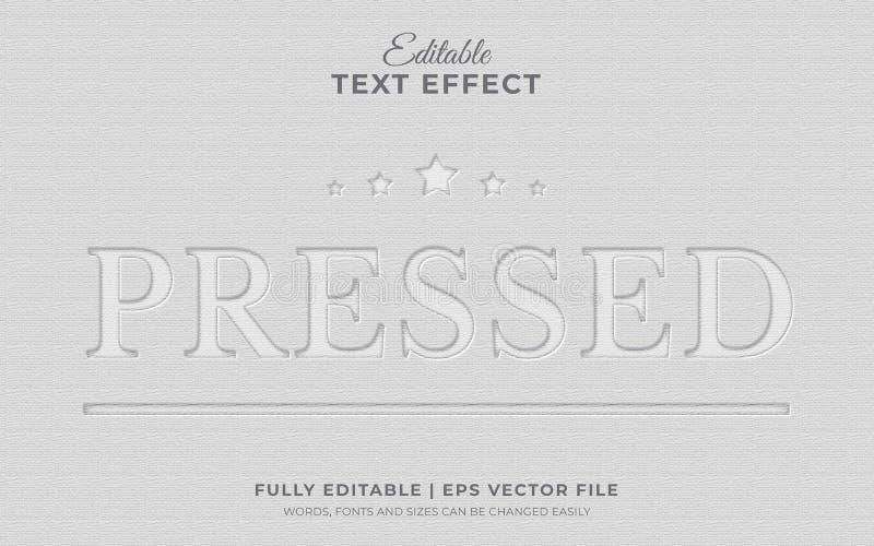 3d Editable Text Effect with Letter Press Templated Style Stock Vector ...