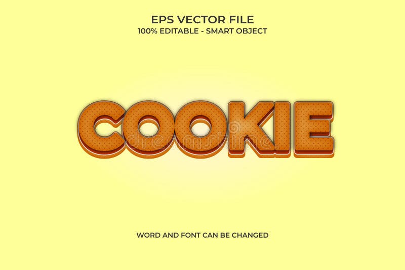 Realistic Cookie 3D Editable Text Style Effect Stock Vector ...