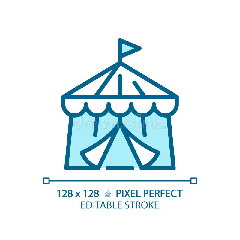 2D Editable Thin Line Circus Tent Icon Stock Vector - Illustration of ...