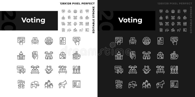 2D Editable Voting Icons Set for Dark, Light Mode Stock Illustration ...