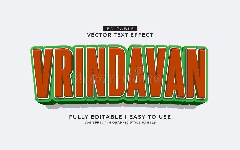 3d Editable Vrindavan Text Effect Style Template Stock Vector ...