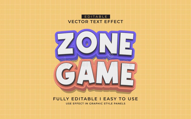 3d Editable Zone Game Text Effect Style Template Stock Illustration ...
