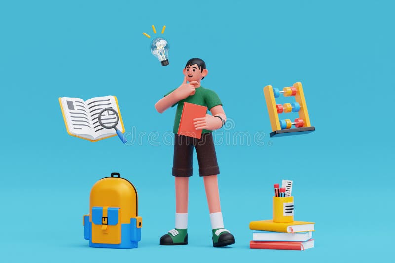 3D Education Student Learning Illustration Stock Illustration ...