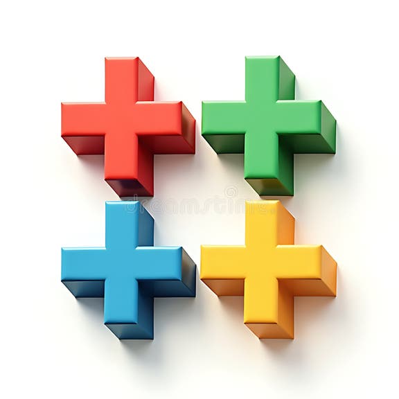 3D Educational Simple Addition Symbol Stock Illustration - Illustration ...