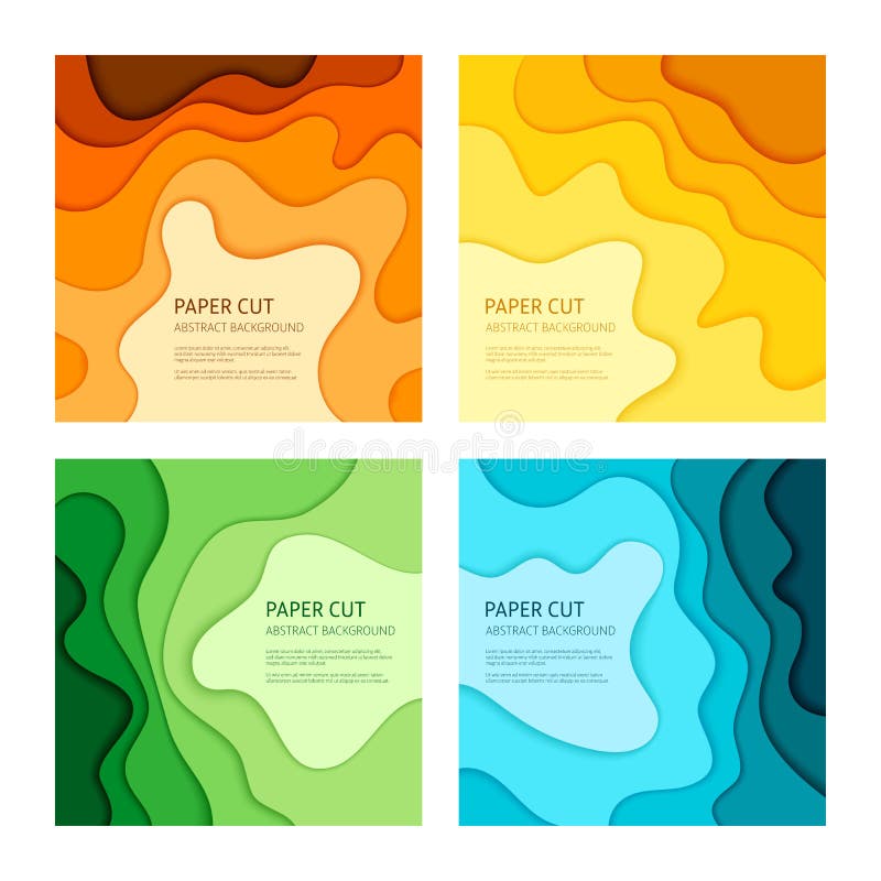 Paper Cut Vector Abstract Background Set Stock Vector - Illustration of ...