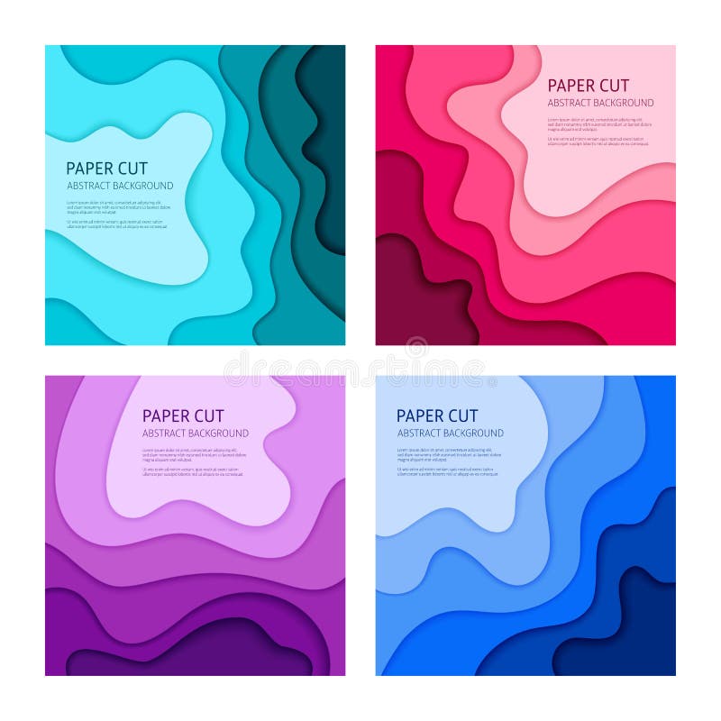 Paper Cut Vector Abstract Background Set Stock Vector - Illustration of ...