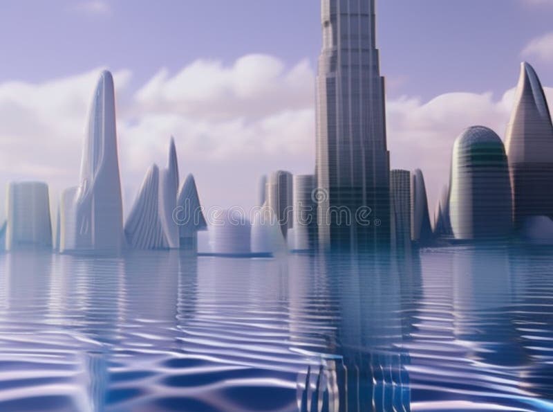 3d Effect - Futuristic City Skyline Stock Illustration - Illustration ...