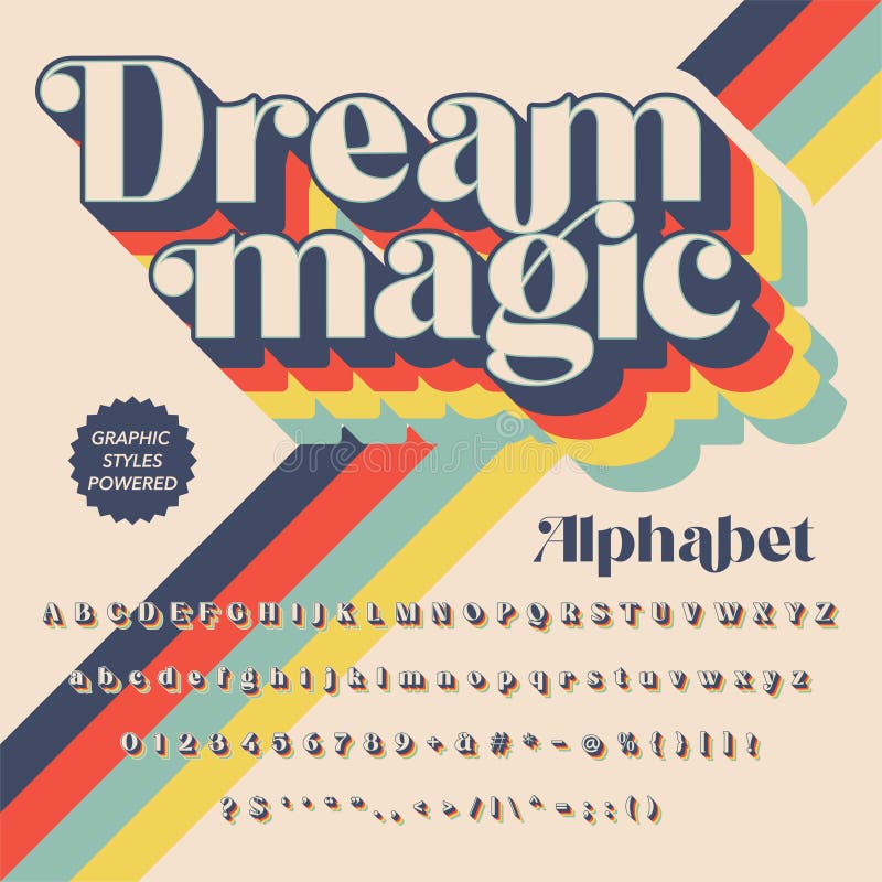 3d Effect Color Version Dream Magic Retro Vintage Display Bold Font ...